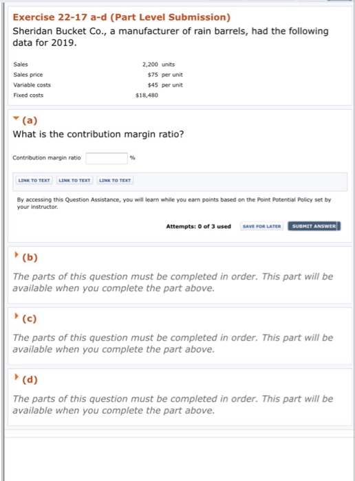 Solved Exercise 22-17 a-d (Part Level Submission) Sheridan | Chegg.com