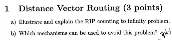 Solved 1 Distance Vector Routing (3 points) a) Illustrate | Chegg.com
