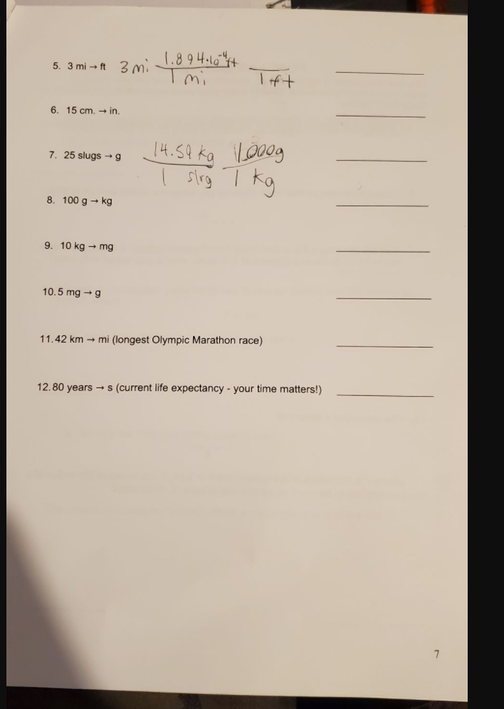 Solved 5. 3 mi - ft 3 mi 1.89401044 Tmi Tift 6. 15 cm. in. | Chegg.com