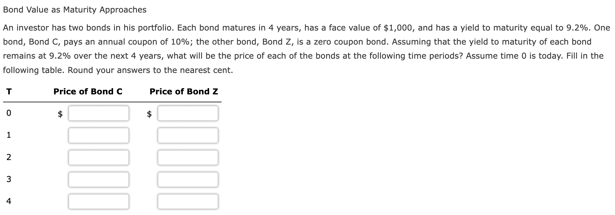 Solved Bond Value as Maturity Approaches An investor has two | Chegg.com