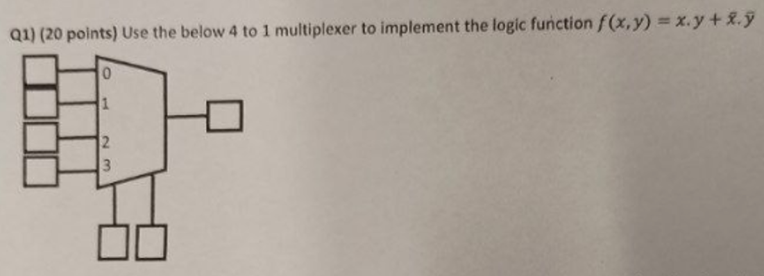 Solved Q1) (20 points) Use the below 4 to 1 multiplexer to | Chegg.com