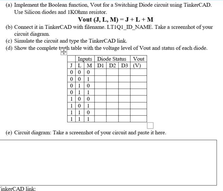 Solved A Implement The Boolean Function Vout For A 