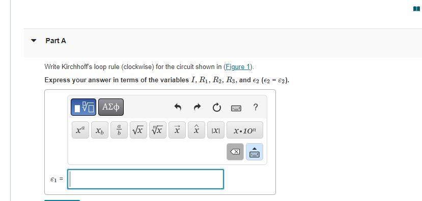 Write Kirchhoff's loop rule (clockwise) for the | Chegg.com