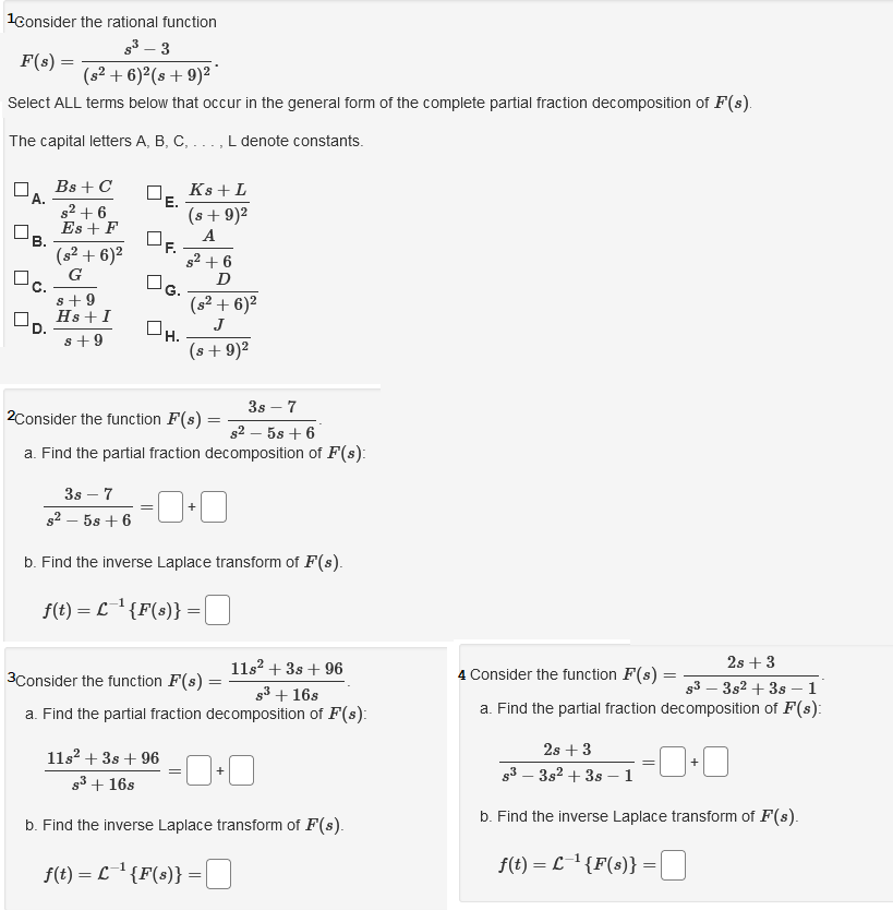 Solved 1Consider the rational function 33-3 F(S) = (82 + | Chegg.com