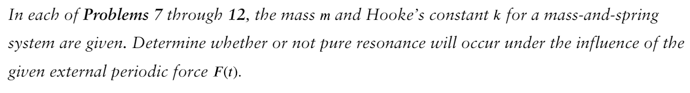 Solved In each of Problems 7 through 12, the mass m and | Chegg.com