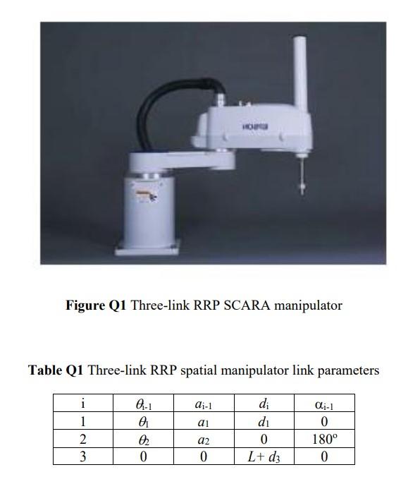 Solved 01. Figure Q1 shows a three-link RRP SCARA | Chegg.com