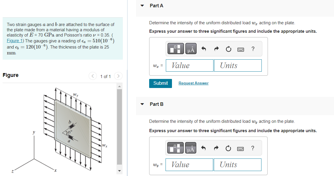 Solved Two strain gauges a and b are attached to the surface | Chegg.com