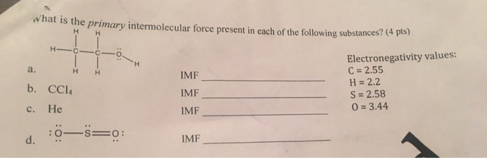 Solved what is the primary intermolecular force present in | Chegg.com