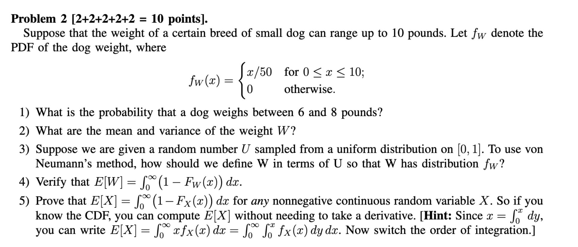 Solved Problem 2[2+2+2+2+2=10 points ]. Suppose that the | Chegg.com