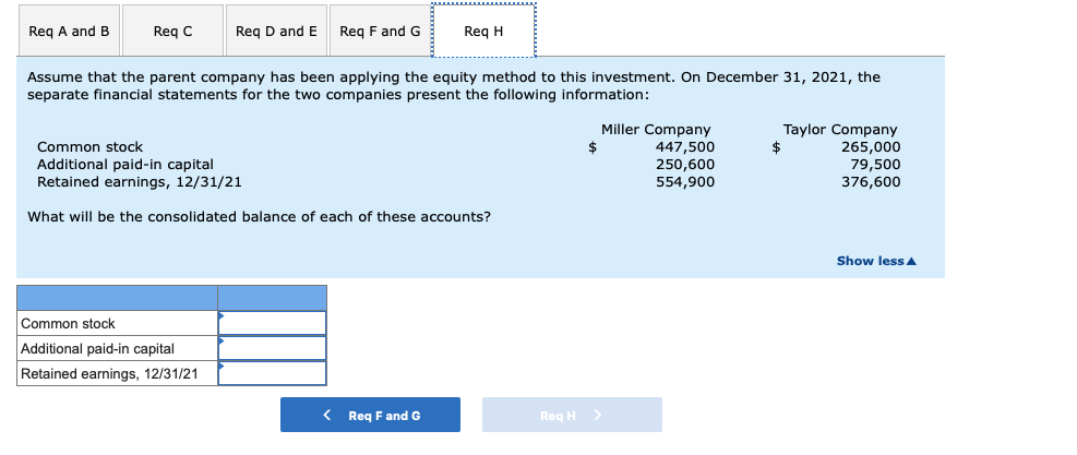 Solved Reg A and B Reg C Reg D and E Req F and G ReqH Assume | Chegg.com