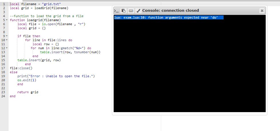 Solved local filename = ﻿"grid.txt"local grid = | Chegg.com