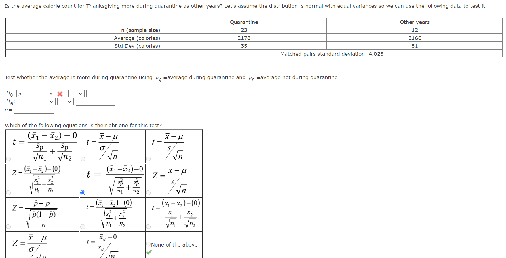 Solved H0:HA:X⋯− α= Whirh of the follnwinn enulatinne ie the | Chegg.com