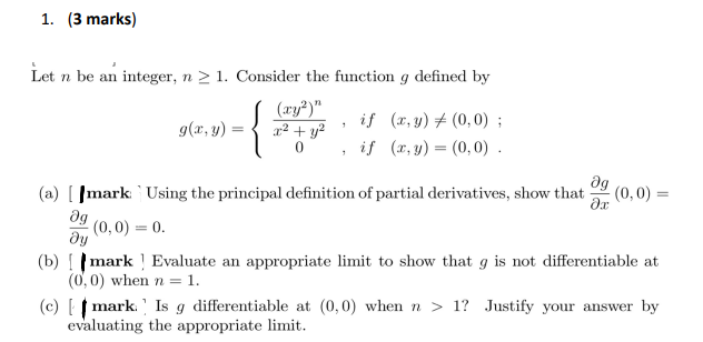 Solved Let n be an integer, n≥1. Consider the function g | Chegg.com