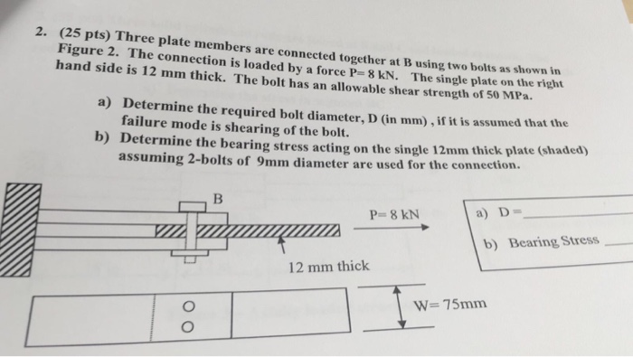 Solved Three plate members are connected together at B using | Chegg.com