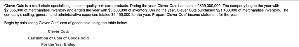 Solved Clever Cuts is a retail chain specializing in | Chegg.com