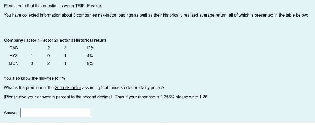 Solved Please note that this question is worth TRIPLE value. | Chegg.com