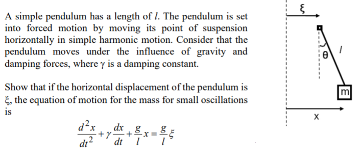 Solved w A simple pendulum has a length of l. The pendulum | Chegg.com