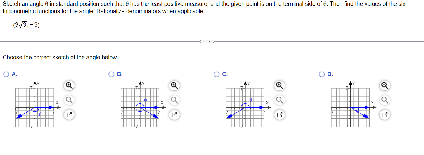 Solved Sketch an angle θ ﻿in standard position such that θ | Chegg.com