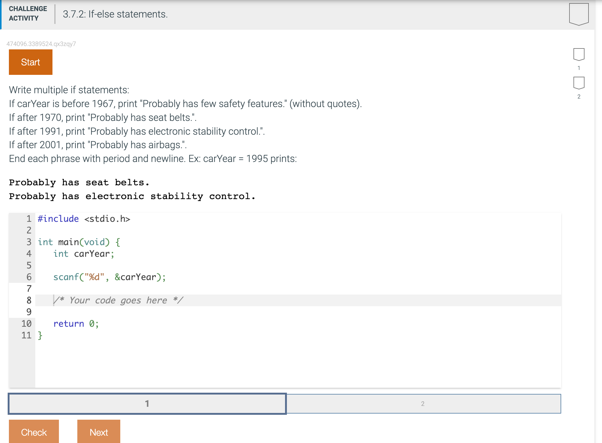 Solved Start Write Multiple If Statements If Caryear Is 