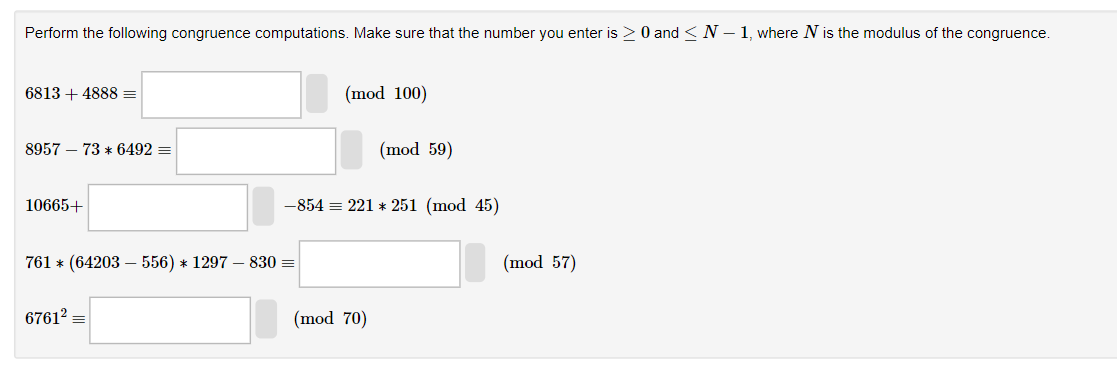 Solved Perform the following congruence computations. Make | Chegg.com