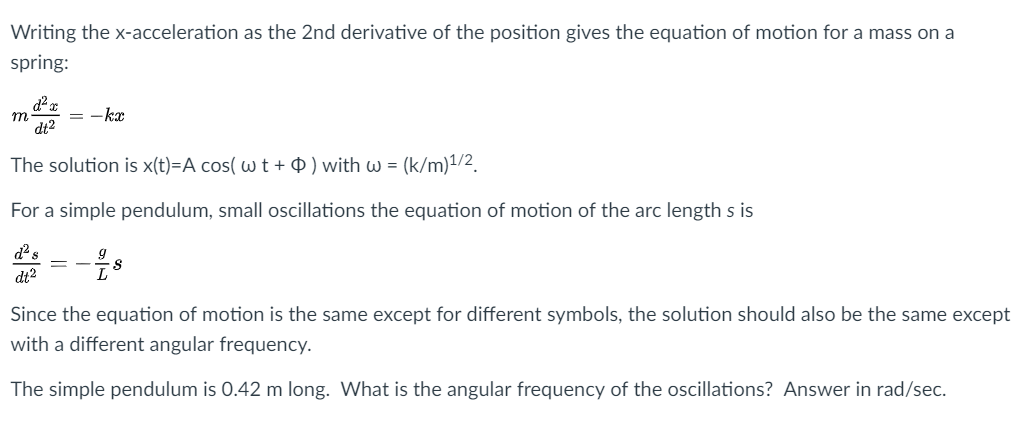 Solved Writing the x-acceleration as the 2nd derivative of | Chegg.com