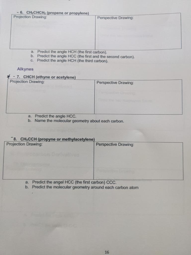 Solved 6. CH2CHCH2 (propene or propylene) Projection | Chegg.com