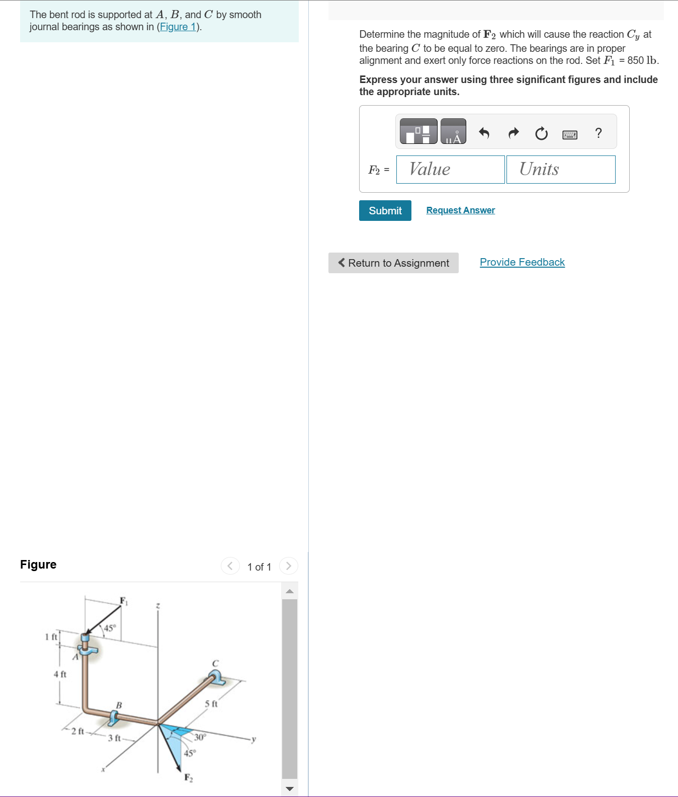 Solved The bent rod is ﻿supported at A,B, ﻿and C by | Chegg.com