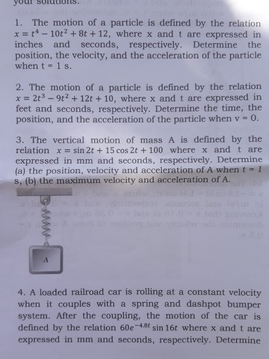 Solved yuu SuIULITIS. 1. The motion of a particle is defined | Chegg.com
