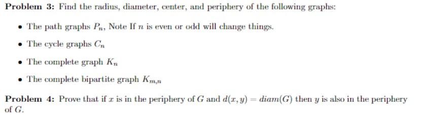 Solved Problem 3: Find the radius, diameter, center, and | Chegg.com