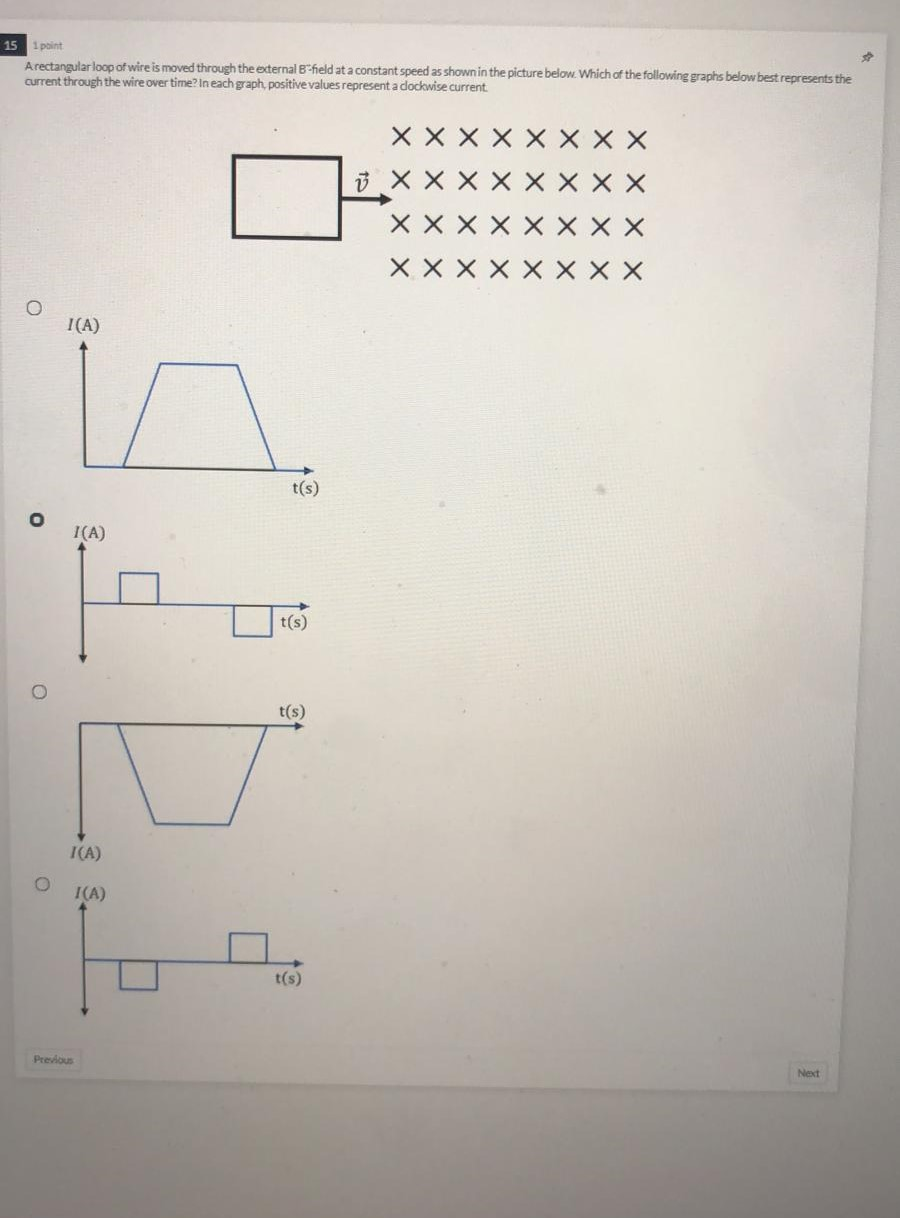 Solved 15 1 point A rectangular loop of wire is moved | Chegg.com