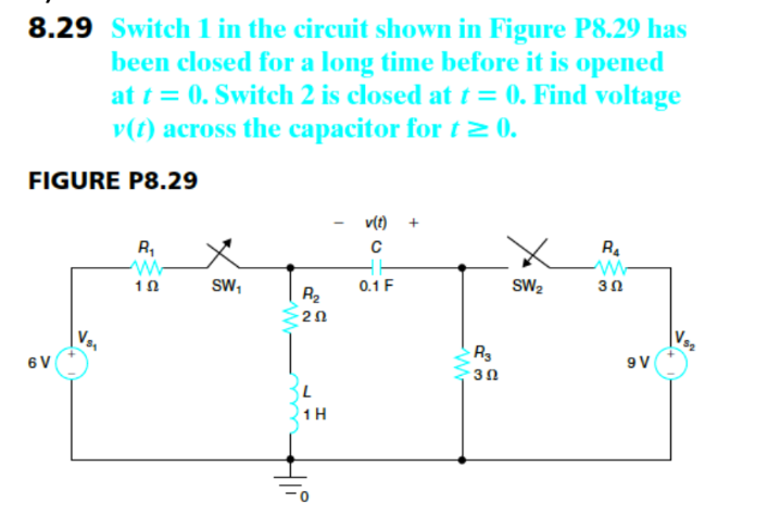 Solved 8.29 Switch 1 in the circuit shown in Figure P8.29 | Chegg.com