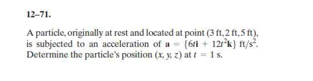 Solved 12-71 . A particle, originally at rest and located at | Chegg.com