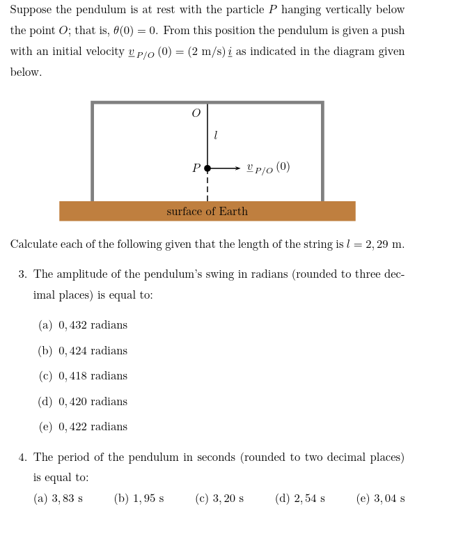 Solved Suppose the pendulum is at rest with the particle P | Chegg.com