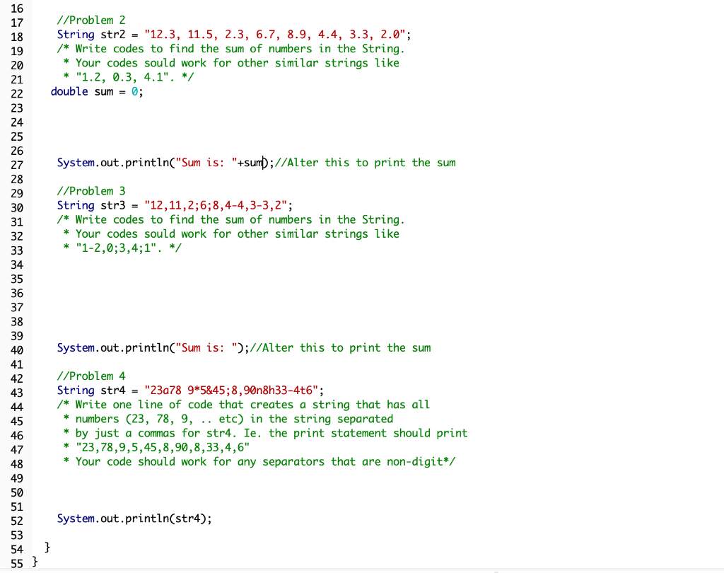 Solved 1/Problem 2 String str2 = "12.3, 11.5, 2.3, 6.7, 8.9, | Chegg.com