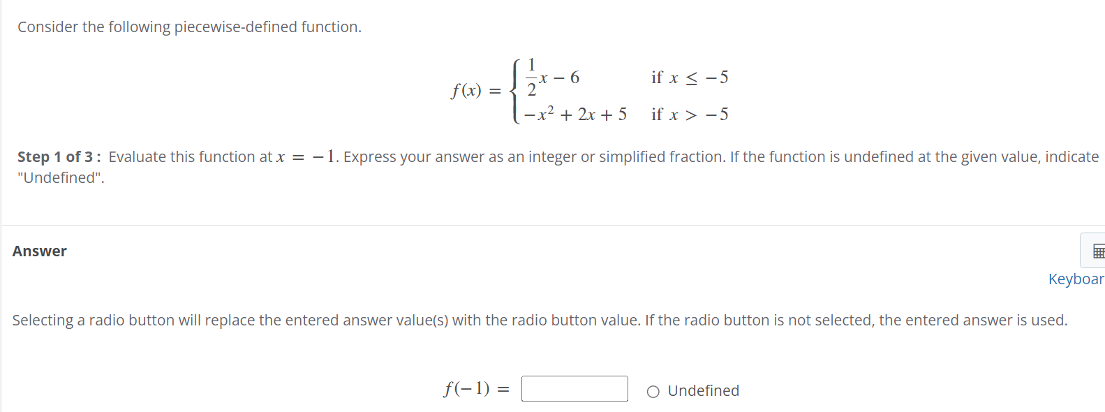 Solved Consider the following piecewise-defined function. | Chegg.com
