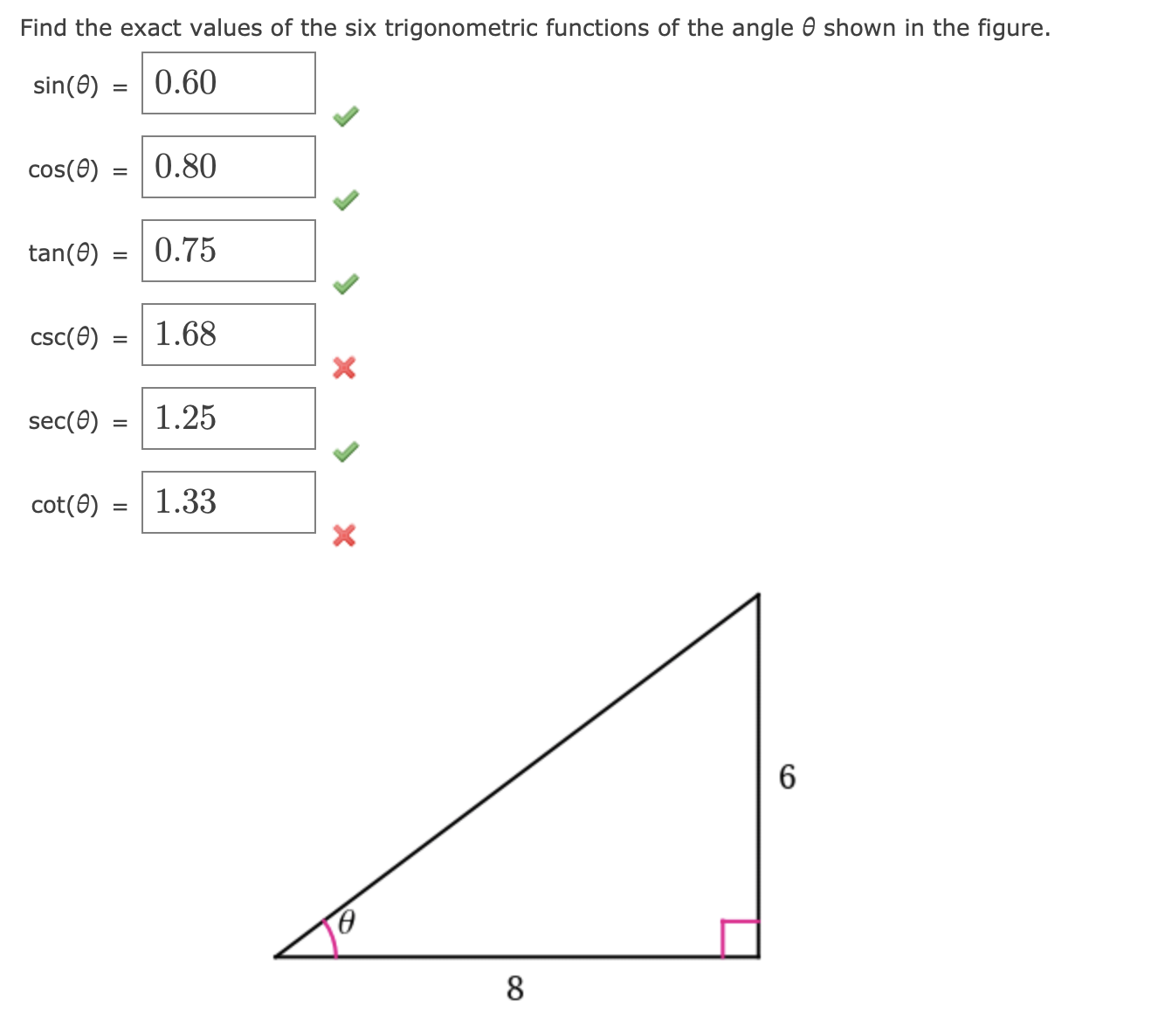 Solved Find the exact values of the six trigonometric | Chegg.com