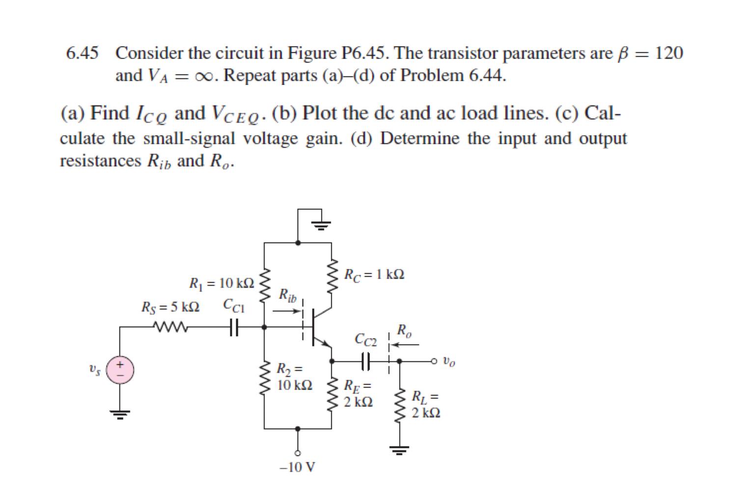 Solved 6.45 Consider the circuit in Figure P6.45. The | Chegg.com