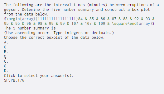 Solved The following are the interval times (minutes) | Chegg.com