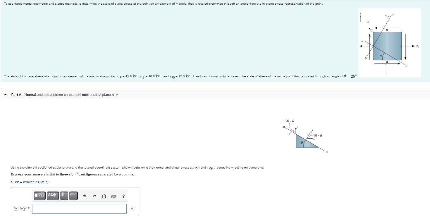 Solved To use fundamental geometric and statics methods to | Chegg.com