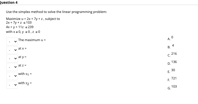 Solved Question 4 Use the simplex method to solve the linear | Chegg.com