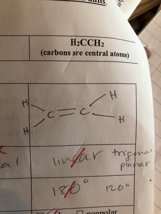 Solved H2CCH2 (carbons are central atoms) no ivgar th pv | Chegg.com