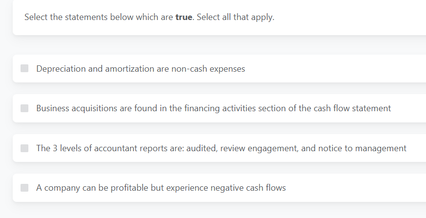 Solved Select the statements below which are true. Select | Chegg.com
