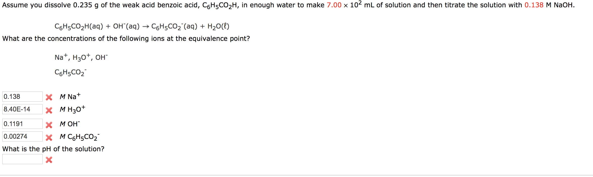 Solved Assume you dissolve 0.235 g of the weak acid benzoic | Chegg.com