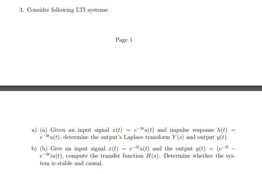 Solved 3. Consider following LTI systems: Page 1 a) (a) | Chegg.com