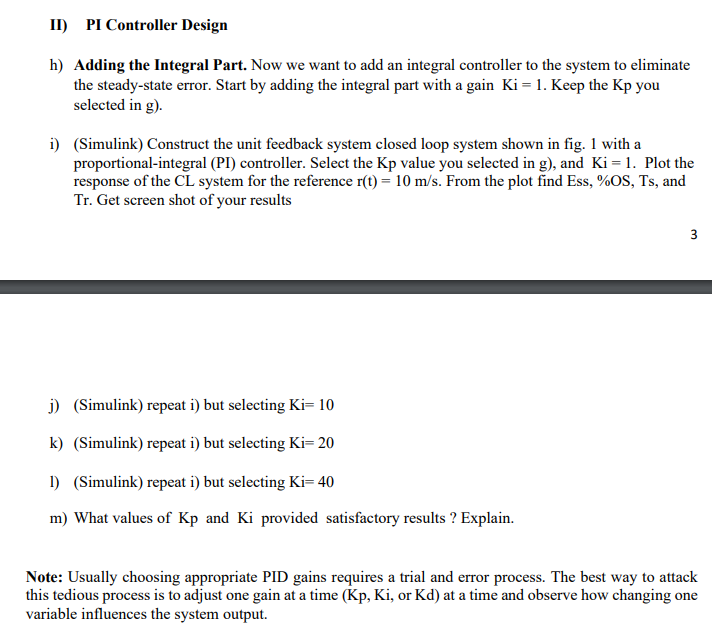 Cruise Control: System Modeling Physical setup | Chegg.com