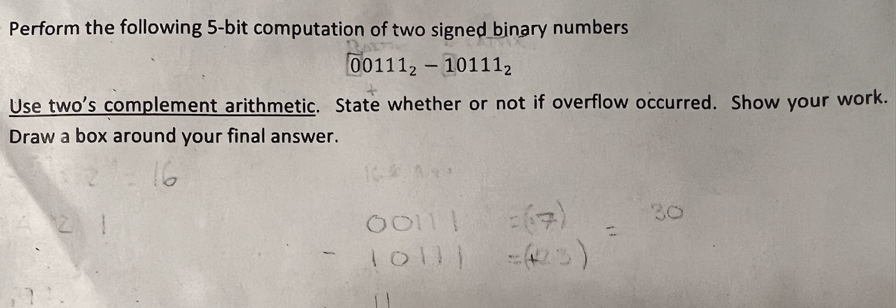 Solved Perform the following 5-bit computation of two signed | Chegg.com