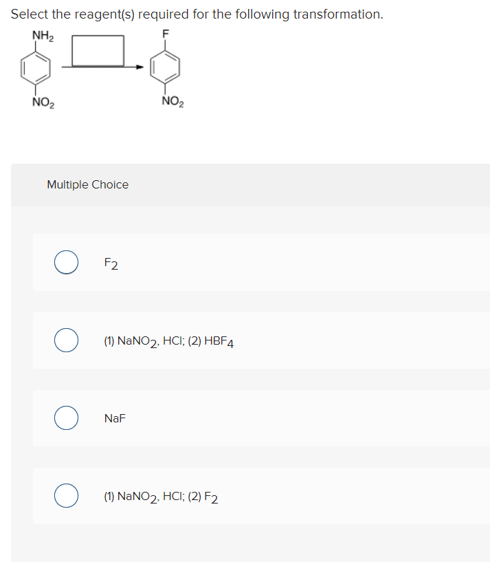 Select the reagent(s) ﻿required for the following | Chegg.com