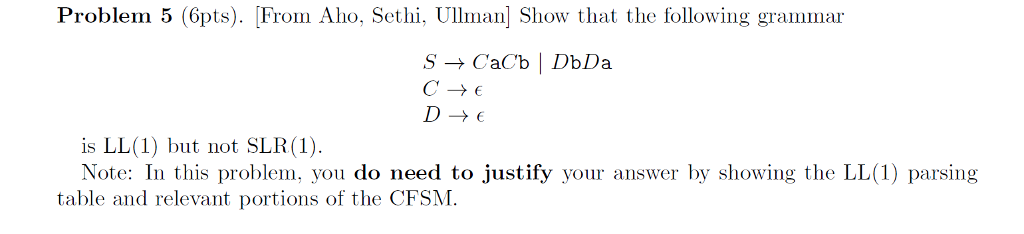 Solved Problem 56pts). From Aho, Sethi, Ullman Show that the | Chegg.com