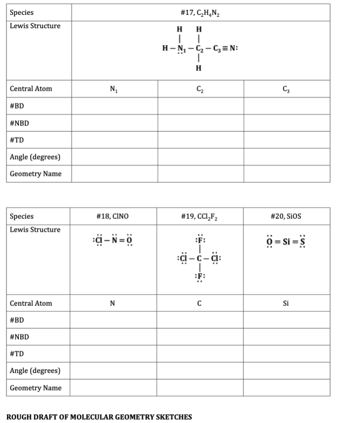 Solved #17, C,H.NZ Species Lewis Structure Η Η H-N-C2-Cz=N: | Chegg.com
