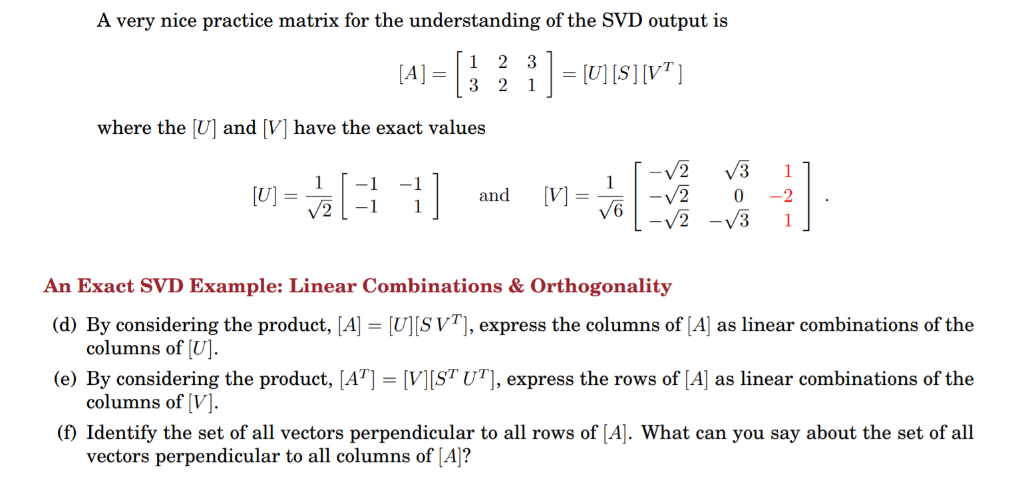 Solved An Exact SVD Example: Pseudo-Inverse & Least-Norm | Chegg.com